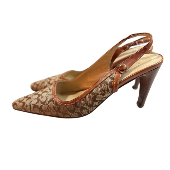 Coach | Shoes | Coach Authentic Elegant Brown Slingback Heels Sz 8 ...